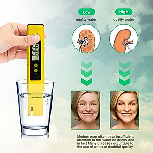 PH and TDS Meter Combo, Tuecota Digital ph Water Tester, 3-in-1 TDS Temperature & EC Meter, Digital Water Tester, Ultrahigh Accuracy Water Quality Tester for Drinking Water, Hydroponics, Aquarium etc