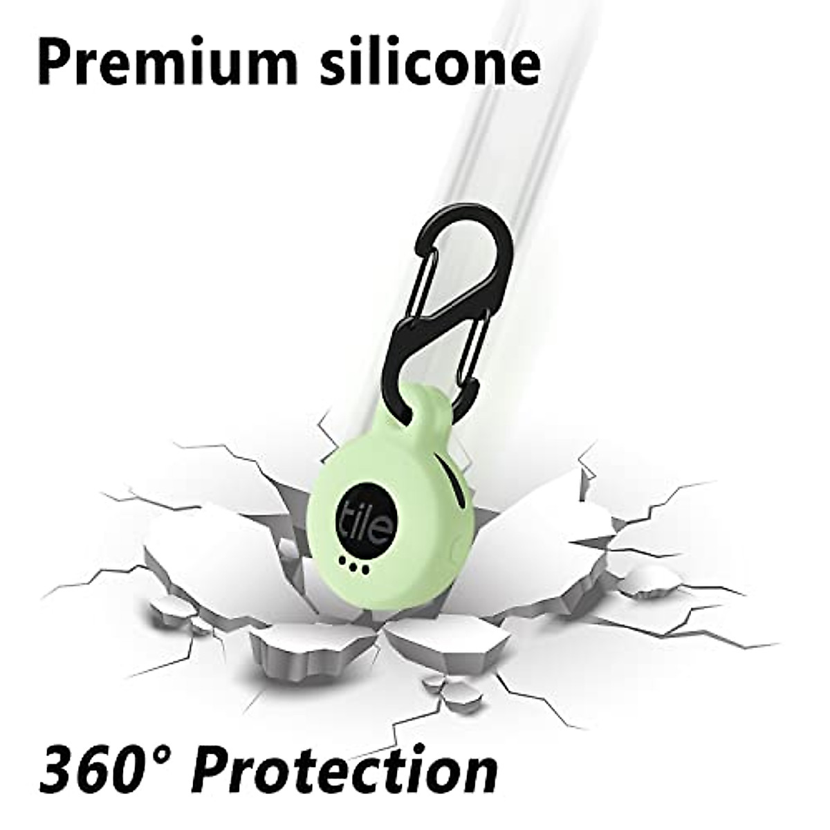 Geiomoo Silicone Case Compatible with Tile Sticker 2022, Protective Cover with Carabiner (Luminous Green)