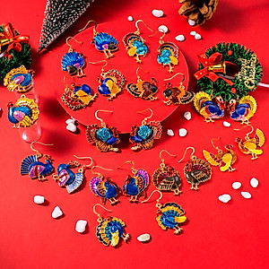 Christmas Earrings for Womens, Enameled Xmas Holiday Jewelry Thanksgiving Turkey Drop Dangle Earrings