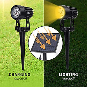 T-SUNUS Solar Garden Spotlight Outdoor, 4-in-1 Solar Spot Lights IP65 Waterproof 9.8ft Cable, 5W Separated Solar Panel, Auto On/Off for Tree Patio Yard Driveway Pathway Pool Area(Warm White 3000K)