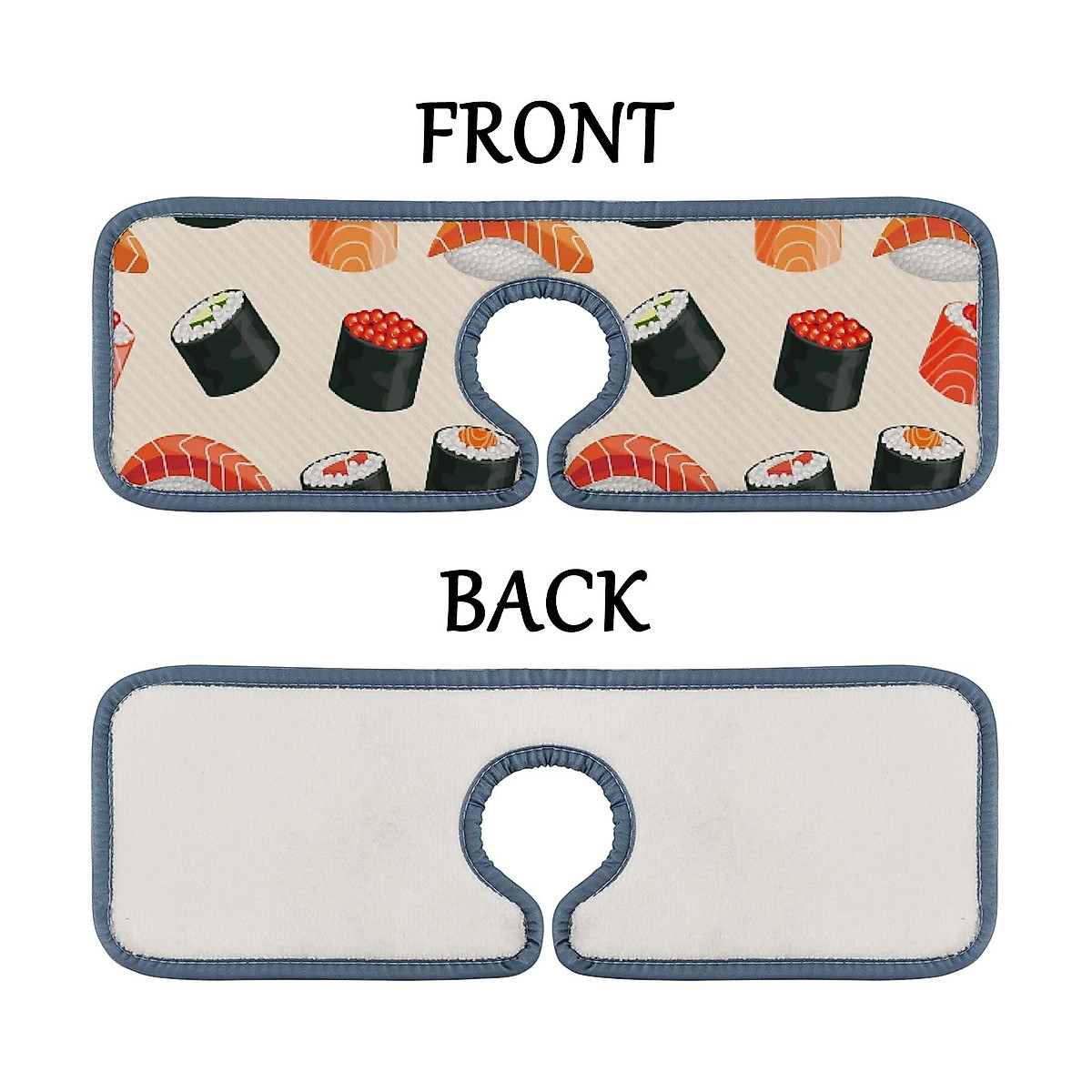 Absorbent Kitchen Faucet Mats 2 Pieces Sushi Delicious Print Faucet Sink Splash Guard Bathroom Counter and RV,Faucet Counter Sink Water Stains Preventer