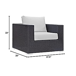 Modway Convene Wicker Rattan Outdoor Patio Arm Chair with Cushions in Espresso White