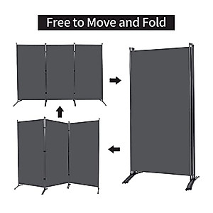 JVVMNJLK Indoor Room Divider,Portable Office Divider,Convenient Movable(3-Panel),Folding Partition Privacy Screen for Bedroom,Dining Room, Study,102" W x 19.7" D x 71.3" H,Dark Gray