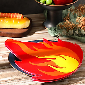 Tenceur 50 Pcs Fire Placemats Fire Party Supplies 10.9 x 9.2'' Disposable Fire Shaped Table Place Mats Fire Flame Placemats for Fire Truck Firefighter Birthday Party Decorations