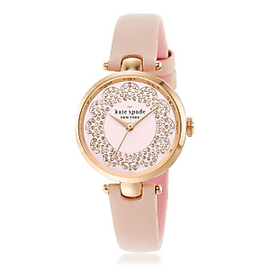 kate spade new york holland three-hand pink leather watch (Model: KSW1740)