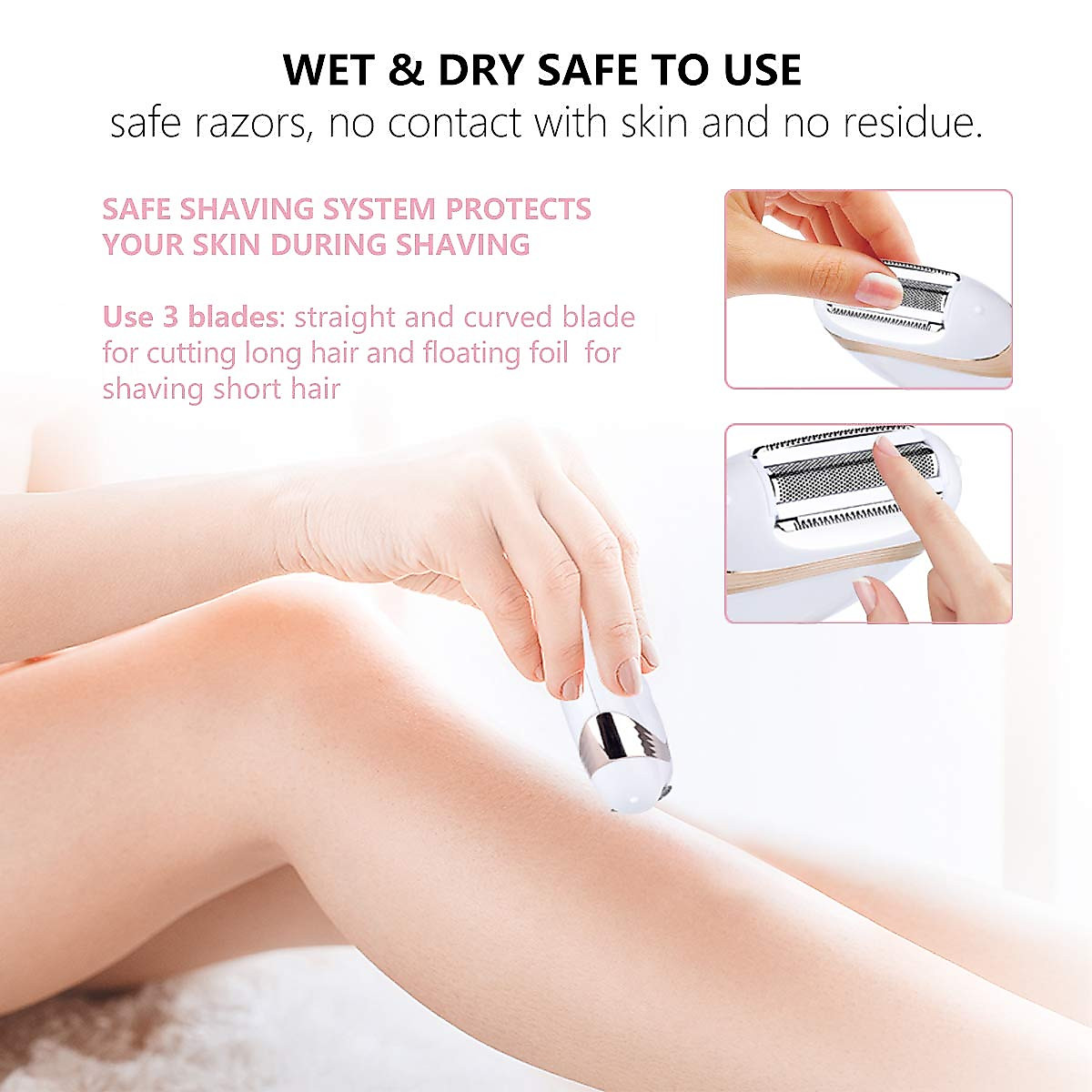 Electric Razor for Women Bikini Trimmer Electric Shaver for Women Cordless USB Rechargeable Wet and Dry use Painless