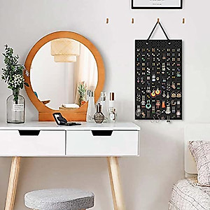 AILIKESE Earrings Organizer Hanging,Soft Felt Wall Mount Earring Display, Wall Mounted Earring Display Storage For Women. (Black)