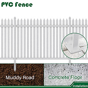 Goleray Outdoor Garden Vinyl Fence (1Set), W84 X H36 White Picket Fence Panels Privacy Screen PVC Fencing for Yard Patio Decorative Air Conditioner Fence(34 Pickets, Straight)