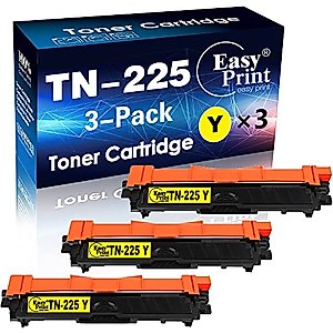 3xYellow High Yield Compatible TN225 TN-225 TN225Y Toner Cartridge for Brother HL-3140CW 3150CDW 3180CDW MFC-9130CW 9340CDW DCP-9022CDW Printer, by EasyPrint
