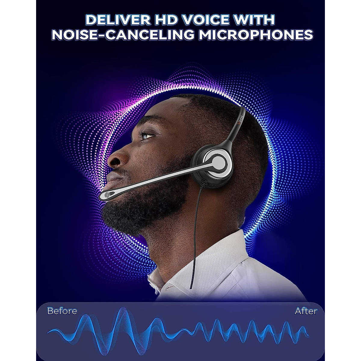 Wantek Corded Telephone Headset Dual w/Noise Canceling Mic + Quick Disconnect Compatible with ShoreTel Zultys NEC Aspire Dterm Nortel Norstar Meridian Siemens ROLM Packet8 Landline Deskphones(602QS2)