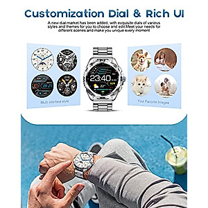 Smart Watches for Men, Smartwatches with Bluetooth Voice Call, 1.32" Touchscreen Smart Watch for Android iOS with Heart Rate/Sleep Monitor/20 Sports, IP67 Waterproof Split Screen Fitness Watch, Silver