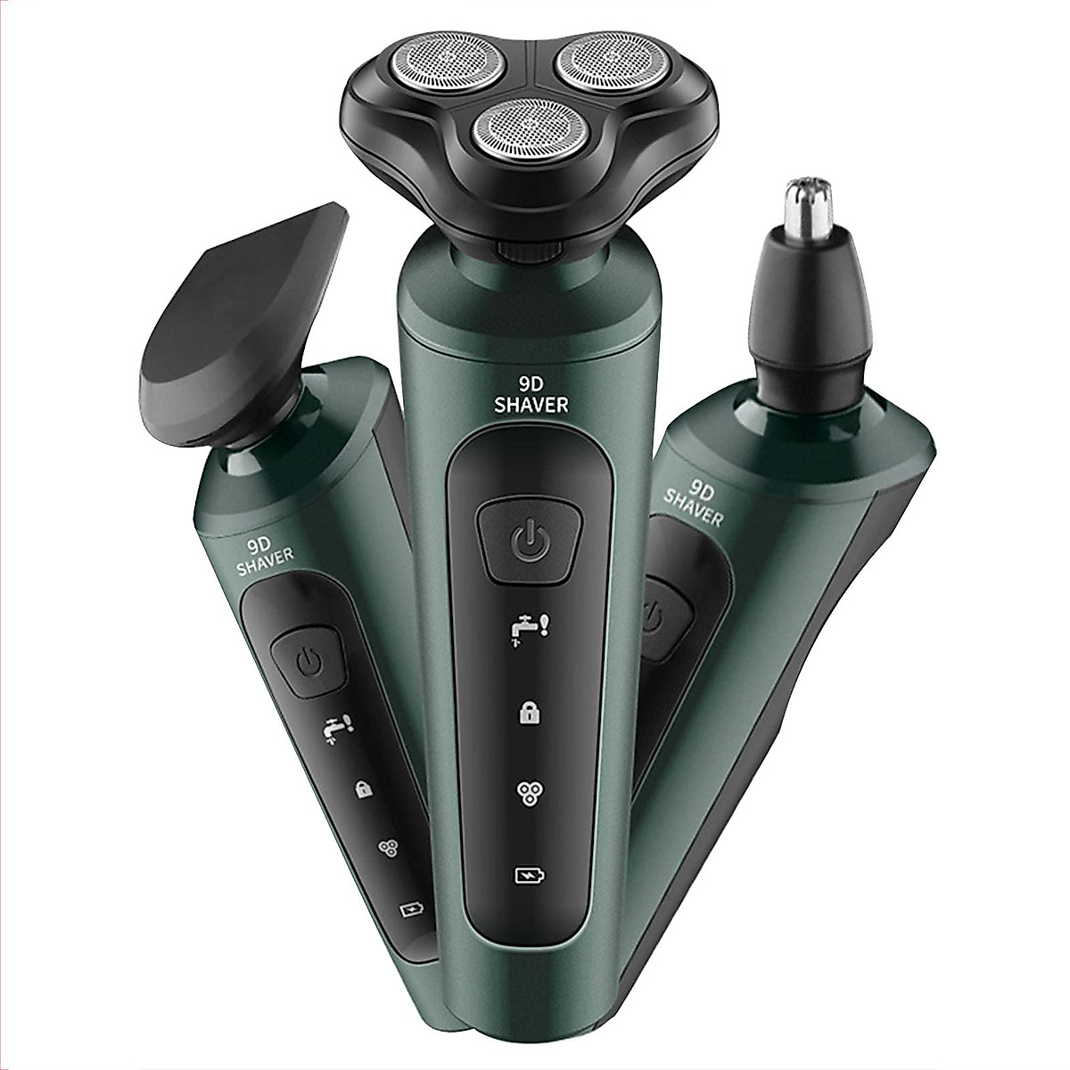 Mens Electric Shaver Washable Razor Multifunctional Beard Trimmer Rotary Shaver Cordless Sideburn Trimmer Nose Trimmer Wet Dry Shaver Waterproof USB Rechargeable 3 in 1(3 in 1)
