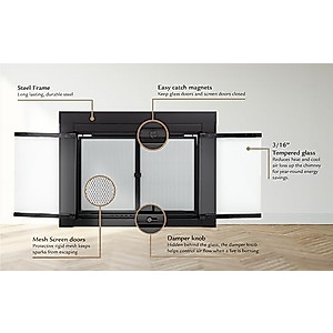 Pleasant Hearth AN-1010 Alpine Fireplace Glass Door, Black, Small