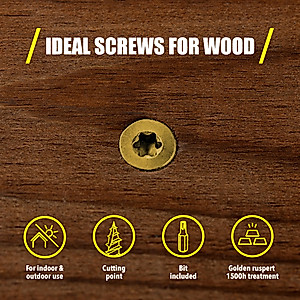 #10 x 3’’ Wood Screws by Grindy (100pack/1.6LBS) – Self-Drilling Deck Screws I Rust Resistant I Quick Drive & Fast Grip I for Cabinet, Furniture & Other Projects I T25 Star Drive I Bit Included