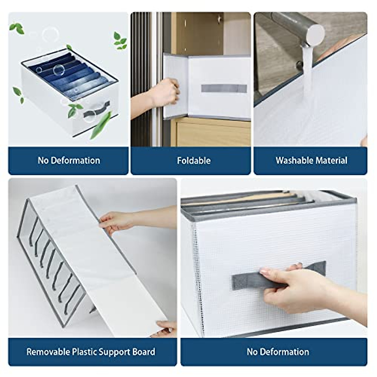 Drawer Closet Organizers storage for Clothing,Underwear Drawer Organizer Clothes,Clothes Organizer for Folded Clothes,PP Plate Nylon Mesh Foldable Wardrobe Clothes Organizer for Jeans(8Grids)