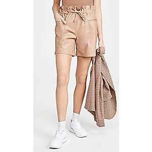 KENDALL + KYLIE Women's Vegan Leather Paperbag Shorts, Sand, X-Small