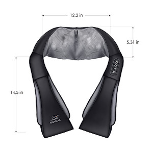 Snailax Cordless Massager - Shiatsu Neck and Shoulder Massager with Heat, Portable, Lumbar, Foot Electric Massage Pillow