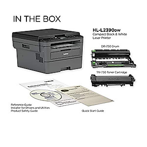 Brother Compact Monochrome Laser Wireless All-in-One Printer HL-L2390 for Business Office - Flatbed Print Copy Scan - 32ppm Print Speed, Duplex Two-Sided Printing, 250-Sheet, BROAGE USB Printer Cable