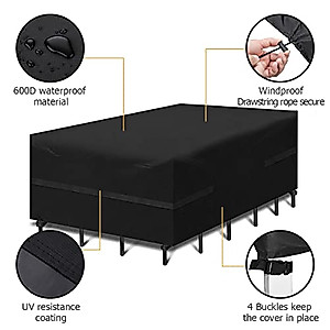 TENOVER Patio Furniture Covers,71" x 47" x 29" Larger Patio Rectangular Outdoor Covers of 600D Oxford Fabric with 4 Windproof Buckles Waterproof, Rain-Snow Proof Anti-UV