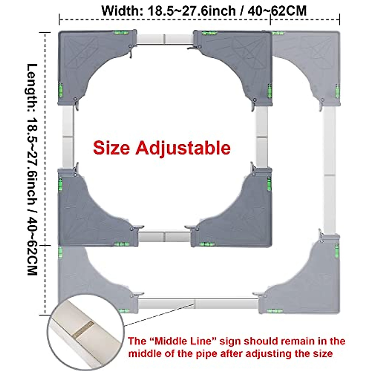 W B D WEIBIDA Appliance Dolly Cart with 4 Locking Twin Wheels Mini Fridge Stand Adjustable Furniture Mover Mobile Roller Base for Washing Machine, Dryer, Refrigerator, Laundry Pedestal