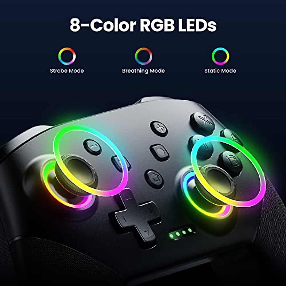 VOYEE Switch Controllers Wireless, Compatible with Switch Pro Controllers for Switch/Switch Lite/OLED/PC, One-Key Pairing Gamepad with 9-Color RGB LEDs 1000mAh Battery 6-Axis Motion Wake Up Function