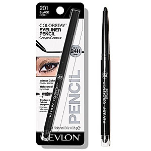 Revlon Pencil Eyeliner, ColorStay Eye Makeup with Built-in Sharpener, Waterproof, Smudgeproof, Longwearing with Ultra-Fine Tip, 201 Black, 0.01 Oz
