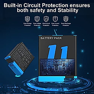 Quiltered Hero 9/10/11 Batteries 2 Packs and 2-Channel Charger Compatible with GoPro Hero 9 Black, GoPro Hero 10 Black, GoPro Hero 11 Black (Fully Compatible with GoPro 9 GoPro 10 GoPro 11 Battery)