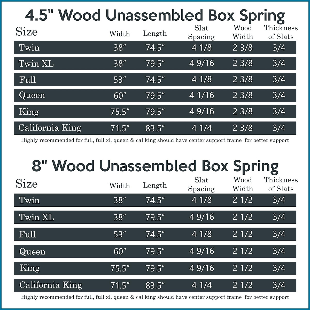 Spring Coil Coil, 4.5-Inch Easy Wood Box Spring/Foundation with Simple Assembly, Queen, Brown