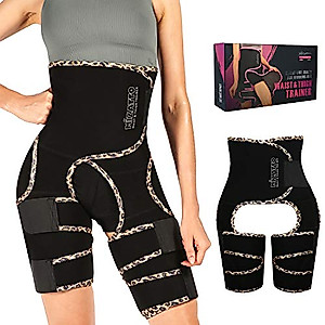 MIZATTO Waist Trimmer for Women, 3 in 1 Neoprene Sweat Belt Stomach Wraps Plus Size Waist Trainer For Workout Back Support Leopard XL