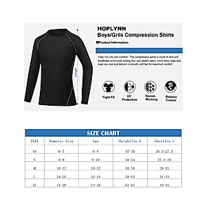 HOPLYNN Youth Boy’s Compression Shirts, Long Sleeve Quick Dry Cold Weather Gear Undershirts for Kid’s Athletic Sports Football Basketball-2 Black 1 Blue 1 White-M
