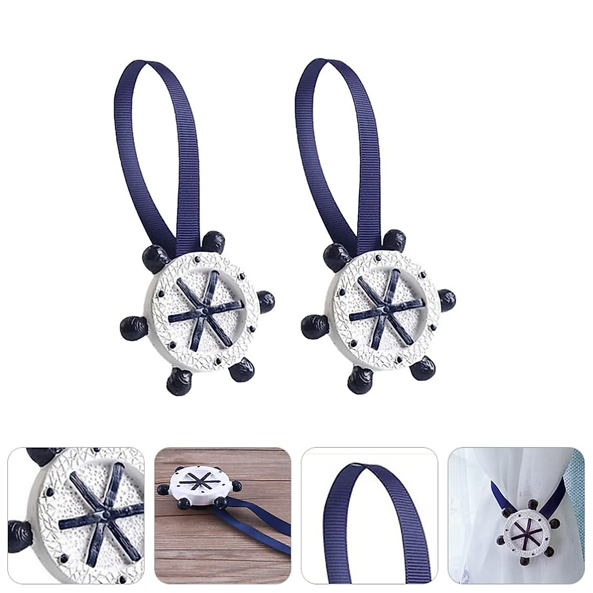 LIFKOME 2pcs Curtain Hook Magnetic Tie Back Window Magnetic Holdbacks Curtain Tiebacks Curtain Brackets for Curtain Rod Outdoor Curtains Curtain Buckle Simple Seaside Tassel Polyester