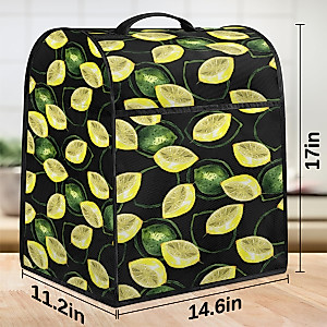 Lemon Slice Appealing Mixer Cover Dustproof Stand Mixer Covers Compatible with 6/7/8 Quart Kitchen Mixer, 4 Pockets for Mixer Accessories