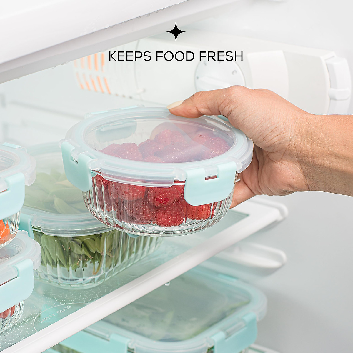 JoyJolt 24pc Fluted Glass Storage Containers with Lids. 12 Airtight, Freezer Safe Food Storage Containers, Pantry Kitchen Storage Containers, Glass Meal Prep Containers for Lunch