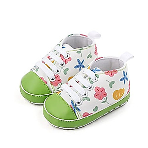 Lykmera Infant Toddler Shoes Sneaker Bow Glitter Sequins Non Slip Breathable Princess Shoes Baby Girls Sports Walking Shoes (Green, 0 Months)