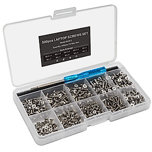 Mcsher 500pcs Laptop Notebook Screws Set for IBM HP Dell Lenovo Samsung Sony Toshiba Acer Gateway Screw Assortment Kit with Screwdriver - Silver