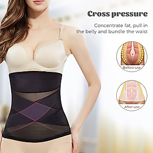 Abdominal Binder, 2Pack Thin Postpartum Belly, Body-Building Waist Band, Women,s Tummy Non-Curling (XXXL, Black)