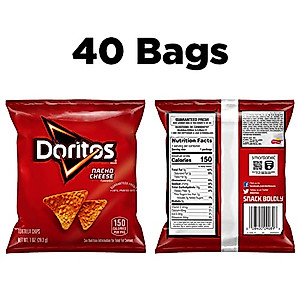 Doritos Flavored Tortilla Chips, Nacho Cheese, 1 Ounce (Pack of 40)