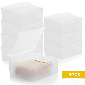 Potchen 8 Pieces 20 oz Toast Shape Sandwich Box Food Storage Containers Pp Lunch White Kids or Adult Holder Microwave and Freezer Safe for Meal Prep