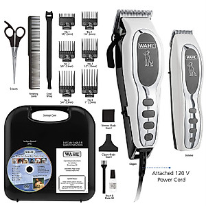 Wahl Pet-Pro Corded Clipper & Battery Trimmer Pet Grooming Combo Kit for Dogs with Light to Thick Coats, The Brand Used by Professionals - Model 9284