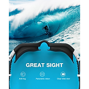 ZIONOR Swim Goggles, G1 SE Swimming Goggles Anti-fog for Adult Men Women (A0-Clear Lens Black White Frame)