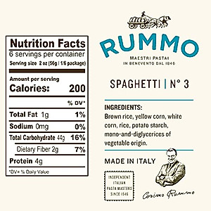 Rummo Italian Pasta GF Spaghetti No.3, Always Al Dente, Certified Gluten-Free (5 Pack, 12 Ounce Each)