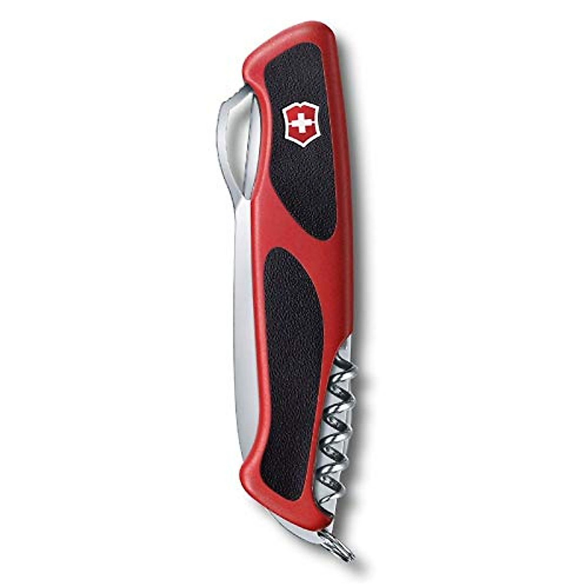 Victorinox Ranger 79 M Grip Swiss Army Knife, 12 Functions, Swiss Made Pocket Knife with Wood Saw, Large Lock Blade and Toothpick - Red/Black