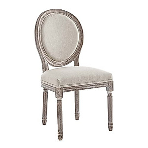 Modway Emanate French Vintage Upholstered Fabric Dining Side Chair in Beige