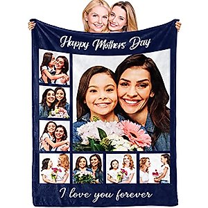 Juantao Mothers&Day Gifts from Daughter Son Husband Custom Blanket with Photo Personalized Picture Blanket Best Mom Ever Gifts for Mom Grandma Wife
