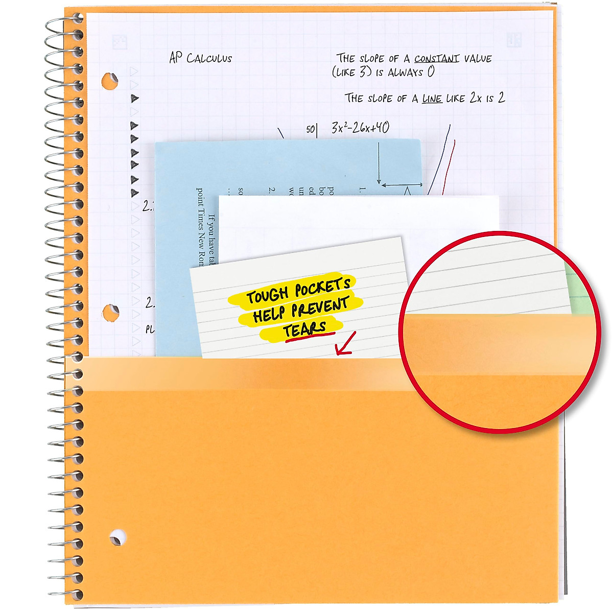 Five Star Spiral Notebooks, 6 Pack, 1-Subject, Graph Ruled Paper, 11" x 8-1/2", 100 Sheets, Assorted Colors Will Vary (73549), 6 Count (pack of 1)