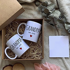 Dnuiyses Grandparents Est 2024 Coffee Mugs Set of 2, Pregnancy Reveal, New Great Grandma Gift, New Baby Announcement, Baby Reveal, Surprise Publicity Mug Gifts, New Grandma Gift-59