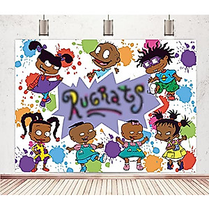 LXBO Child Theme Party Backdrop Watercolor Go Wild Graffiti Background Happy Birthday Decoration Photography Background Baby Shower Supplies (7x5FT)