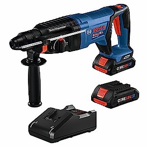 BOSCH GBH18V-26DK25 18V EC Brushless SDS-plus® Bulldog™ 1 In. Rotary Hammer Kit with (2) CORE18V 4 Ah Advanced Power Batteries