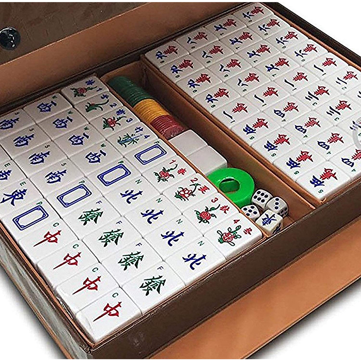 Chinese Mahjong X-Large 144 Numbered Acrylic Tiles 1.5" Large Gold Tile with Carrying Travel Case Pro Complete Mahjong Game Set - (Mah Jong, Mahjongg, Mah-Jongg, Mah Jongg, Majiang)