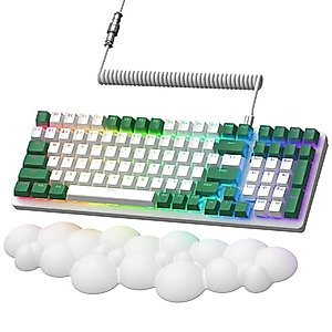 ATTACK SHARK K6 Bluetooth Keyboard 5.0/2.4G/USB-C-96% 100 Keys Wireless Gaming Keyboard 4000mAh Battery Hot Swappable Mechanical Keyboard RGB Wire-Cloud Wrist Rest for Computer Win/Mac(Clicky Blue)